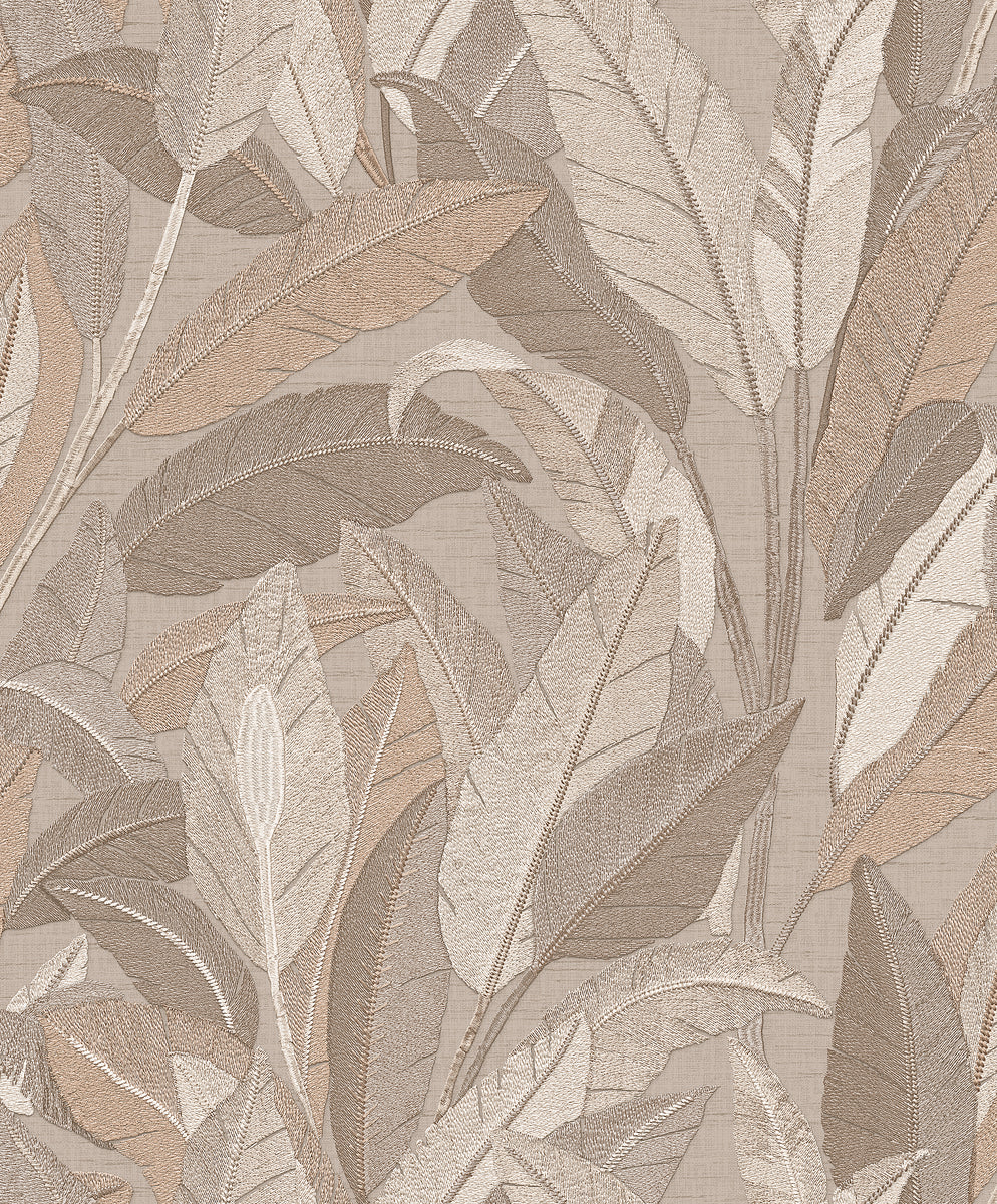 Renaissance Embroidered Leaves Wallpaper – Design ID